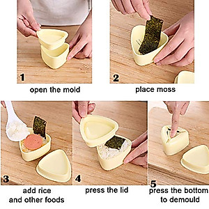 DIMVKA 2 Pack Onigiri Sushi Maker Mold Triangle Sushi Press (Large & Small), Non Stick Sushi Rice Making Kit with 1 Pack Small Rice Paddle