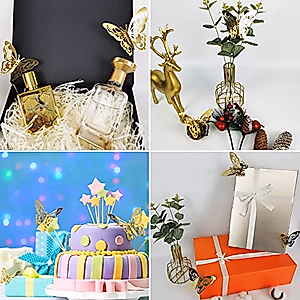 Gold Butterfly Decorations - 48pcs Gold Butterflies 3D Butterfly Wall Decor Removable 3D Gold Butterfly Stickers for Nursery Classroom Kids Bedroom Festival Party Gold Butterfly Wall Decor