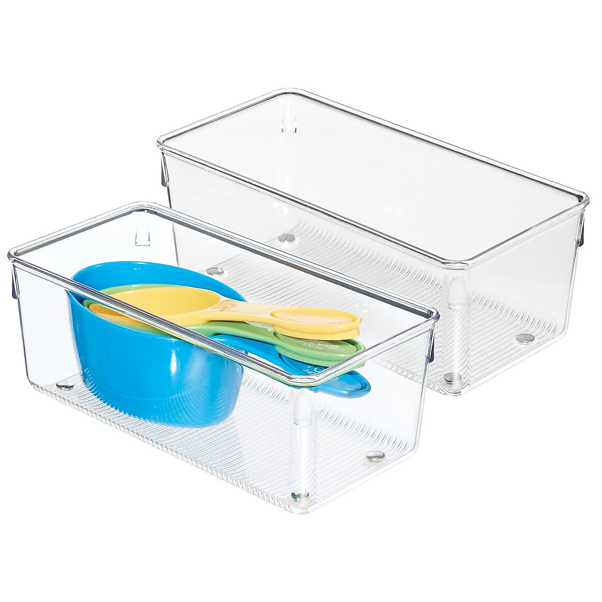 iDesign Utensil Holder and Silverware Organizer for Kitchen Utensils and Countertop Storage, The Linus Collection – Set of 2, 4" x 8" x 3", Clear