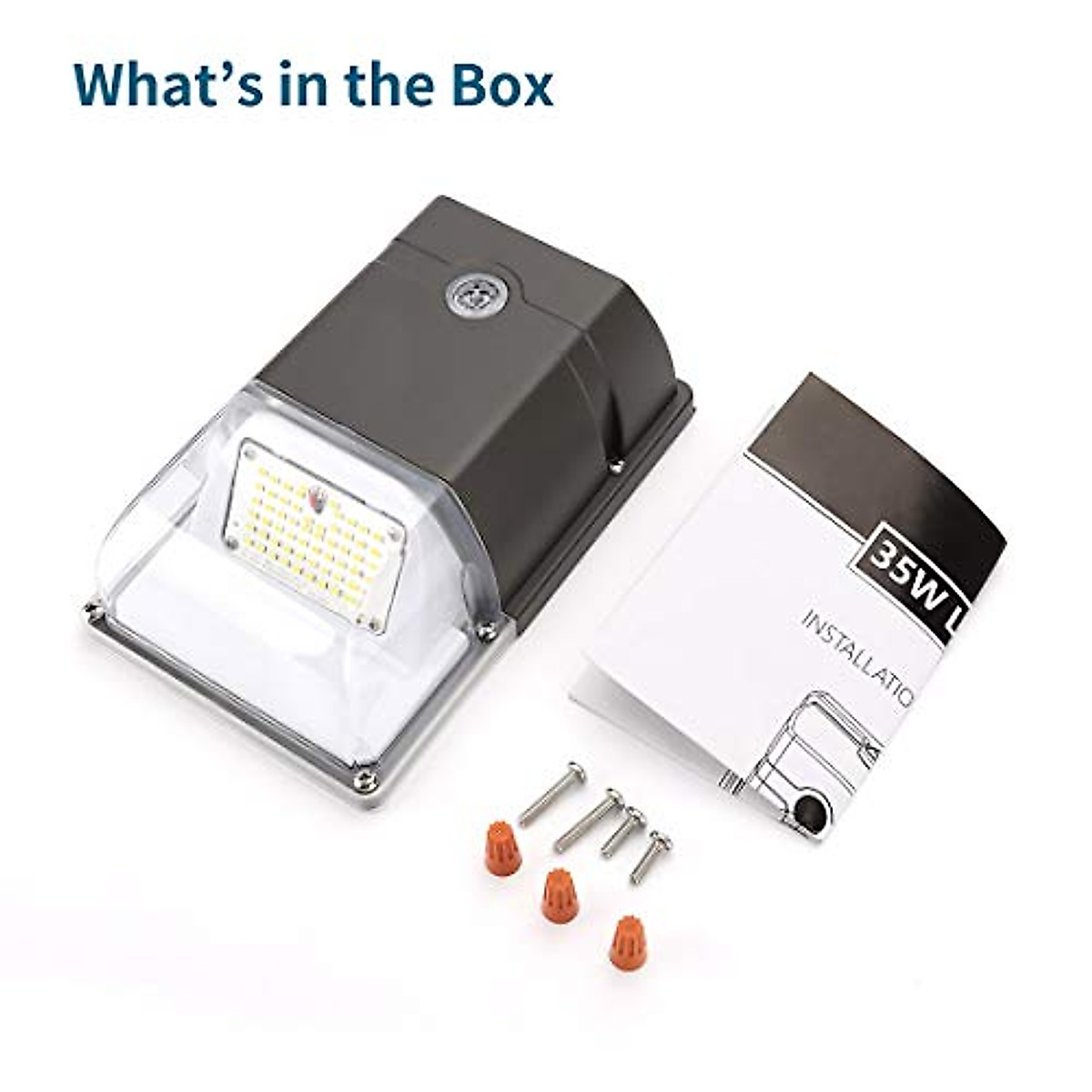 Xbuyee 2-Pack LED Wall Pack Light with Photocell, 35W 3850 Lumens Replaces 150W HPS/HID LED Porch Light, Dusk to Dawn Outdoor Lighting 5000K 100-277V IP65 Waterproof ETL Listed