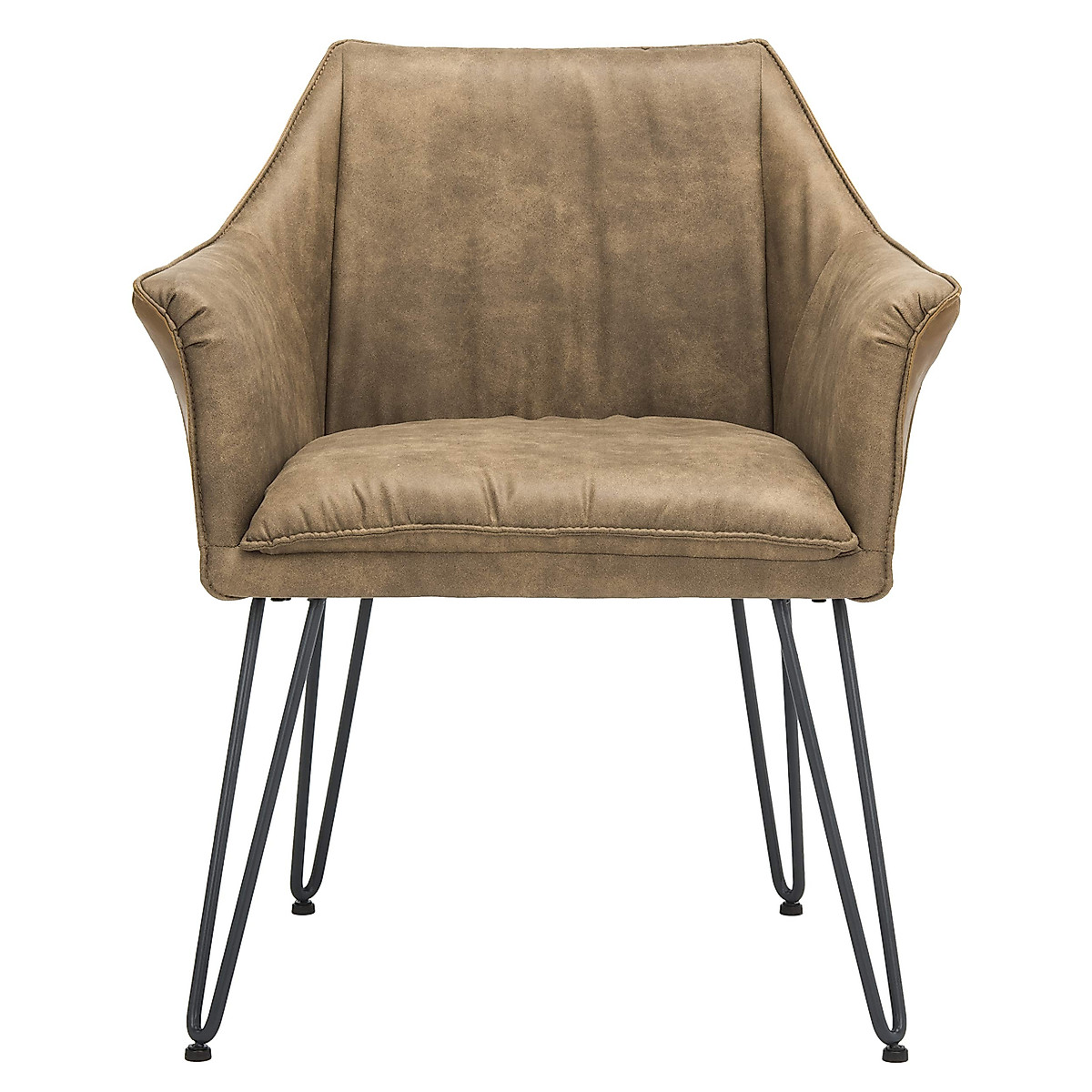 Safavieh Home Esme Mid-Century Modern Light Brown Faux Leather Dining Chair, Set of 2