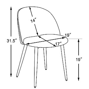 LSSBOUGHT Modern Velvet Dining Chairs Dining Room Chairs with Metal Legs,Set of 2 (Green)