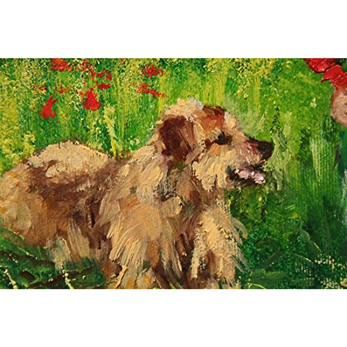 Springtime, Figure Painting of a Woman in Flower Field with Dog by Yary Dluhos