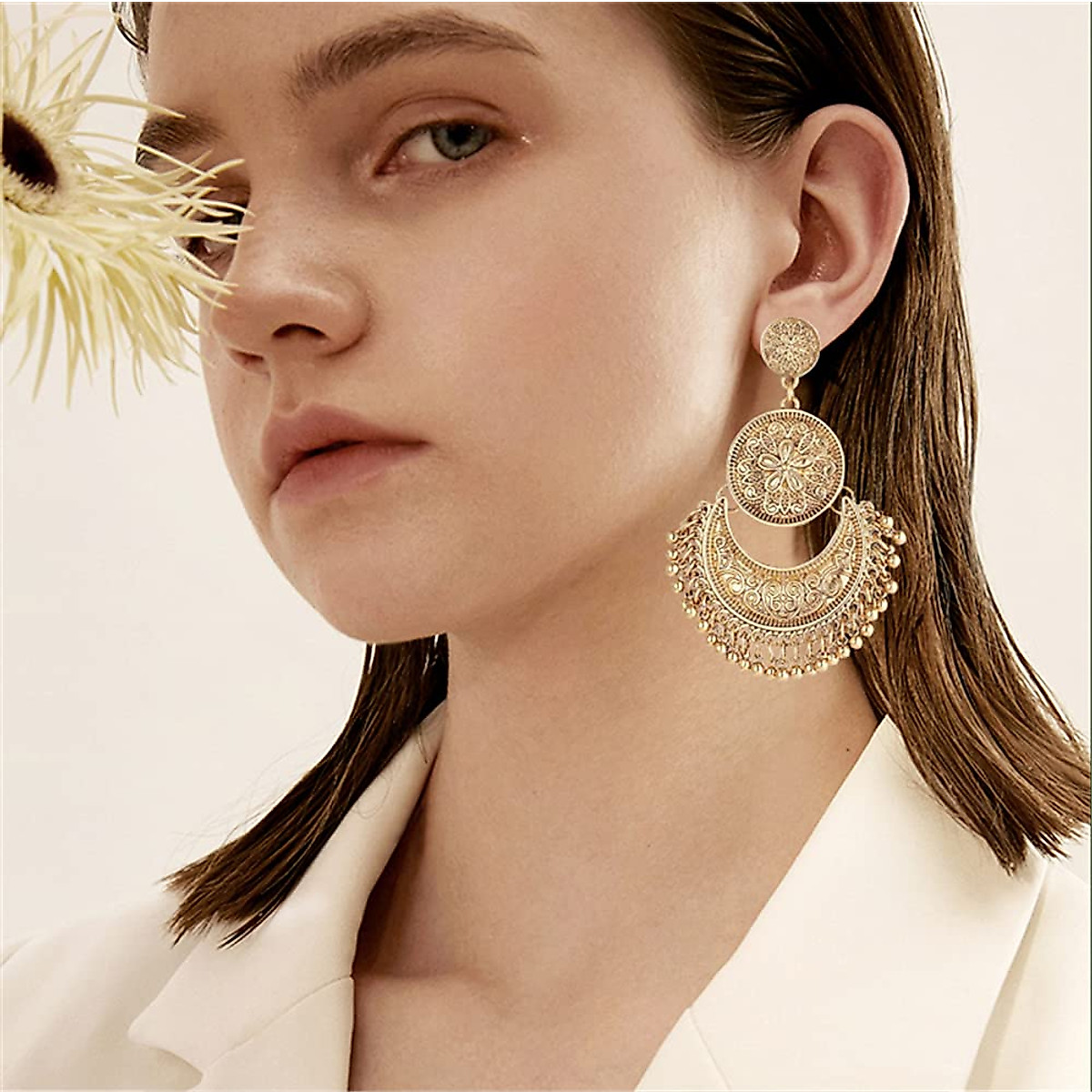 CHUNYANAN Bohemian Ethnic Retro Style Gold SilverTassel Dangle Drop Earrings For Women personalized Mexico Gypsy Dangle Earrings Jewelry (Gold Chandelier Tassel Dangle Drop Earrings)