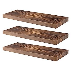 Kosiehouse Pine Solid Wood Floating Shelf, Wall Mounted Rustic Wall Shelves Display Ledge Storage Shelf for Kitchen, Bath, Dorm, Laundry