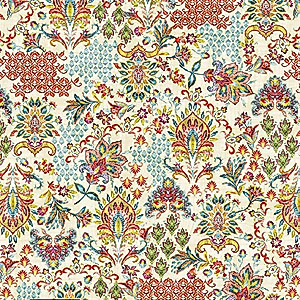 Texco Inc 100% Combed Quilting Prints Craft Cotton Apparel Home/DIY Fabric, Cream Red Teal Chartreuse 2 Yards