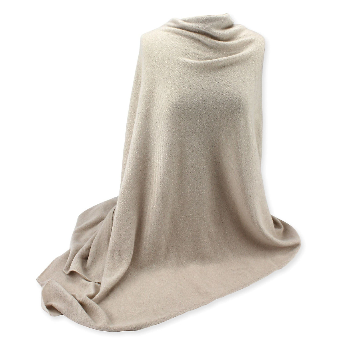 Jet&Bo 100% Pure Cashmere Travel Wrap, Shawl, Scarf & Blanket Beige, Storage Bag + Gift Box