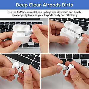 12 in 1 iPhone Cleaning Kit, Airpods Cleaning Kit, iPad/Phone Charging Port Cleaner Repair & Restore Tool,Multi Cleaner Tool Kit for USB C Port/Lightning Cables, Fix Unreliable Charging,White