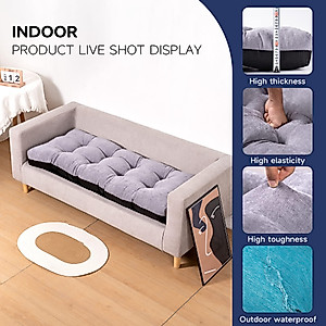 ENTROPOWER Custom Size Bench Cushions for Indoor Outdoor Non-Slip Tufted, Chair Cushion, Piano Seat Pads, Patio Sofa Water-Resistant Cushion, Made of High Density Sponge Comfortable and Durable