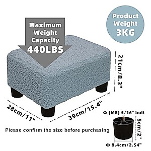 CAROLMADE Small Foot Stool Ottoman 15.4" Footstool with Legs Under Desk Footrest for Living Room Bedroom and Office, Soft Blue