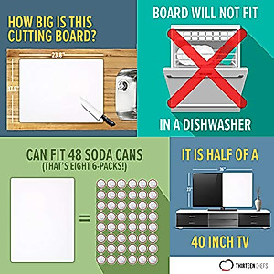 Thirteen Chefs Large Cutting Boards for Kitchen - 24" x 18" x .5" Professional HDPE Plastic Chopping Board for Carving, Dicing, Mashing and More - Commercial Grade & Dishwasher Safe, White