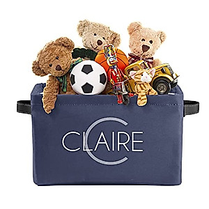 ZAACUSTOM Waterproof Personalized Basket Storage Bin with Name Foldable Personalized Toy Box for Boys Girls Kids Custom Storage Baskets Closet Shelf Nursery Boxes Cubes Organizer with Handles, 1 Pack