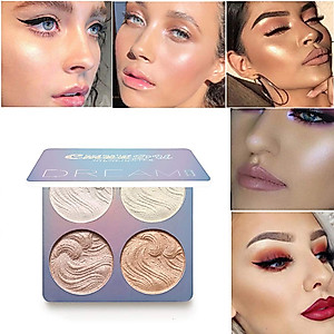Highlighter Powder Palette, Shimmer Highlighters Makeup Iluminador, Great Long Lasting Waterproof, Glow Bronzer Highlighter Powder