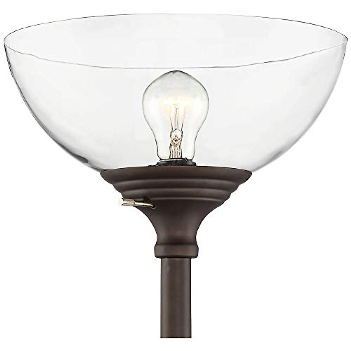 360 Lighting Riley Rustic Farmhouse Torchiere Floor Lamp Standing 72" Tall Painted Bronze Brown Metal 3-Light Clear Glass Shade for Living Room Reading Bedroom Office House Home Decor