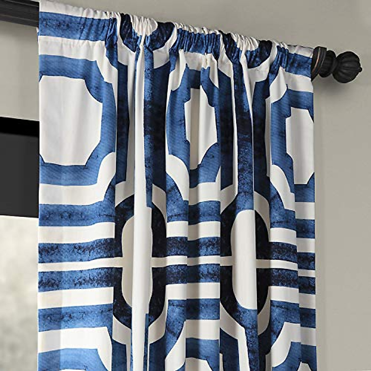 HPD Half Price Drapes Printed Cotton Curtains For Living Room 50 X 108 (1 Panel), PRTW-D23B-108, Mecca Blue
