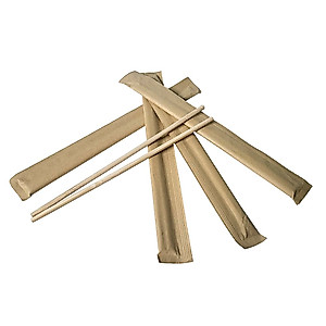 FEXTA Bamboo Round Separated Chopsticks - (100 Pairs) No Splinter Kraft Individually Wrapped Premium Disposable Wooden Chopsticks For Sushi Asian Dishes Food