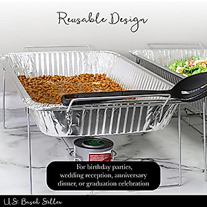 Spec101 Chafing Wire Rack 6 Pack for 24x12 Inch Foil Pans - Empty Folding Reusable Buffet Wire Rack Chafing Stand Foldable Food Warmer Rack Dish Stands Heater Chafer Racks - Catering, Buffet, Wedding