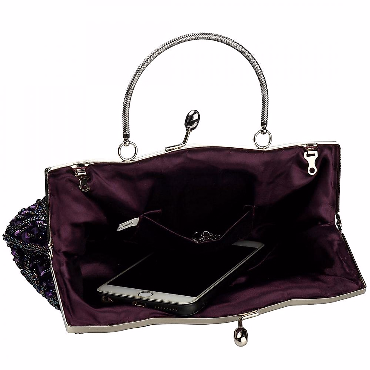 jessie Women's Evening Bag Party Wedding Bag Vintage Beaded Clutch Bag for Women Cocktail Party Handbags (Gray mechanical plate)