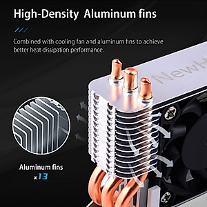 NewHail 12V M.2 2280 SSD Heatsink with 40mm PWM Cooling Fan, Copper Heat Pipes and Thermal Pad, SSD Cooler for M.2 2280 NVMe & SATA SSD Only