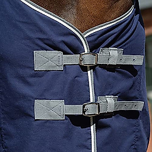 WeatherBeeta Cotton Show Sheet with Surcingles II Standard Neck - Dark Blue/Grey/White - 78"