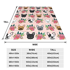Gdecziy French Bulldog Floral Dog Cute pet Gifts Dog Breed Flannel Fleece Plush Throw Blanket,Throw for Spring Recliner, Air Conditioning Blanket Quality Washable Blanket 60"x50"