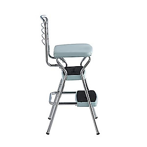 COSCO 11140TEA1E Stylaire Chair and Step Stool, 17.72"D x 17.52"W x 33.86"H, Teal