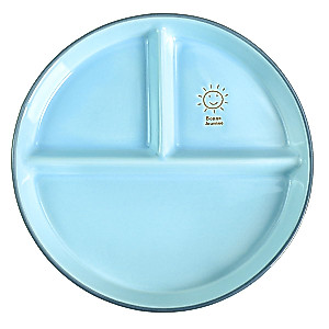 CoCoMe Round Smile Sun Ceramic Porcelain Divided Dessert Salad Plate Dinner Plate - 8 Inch (1, Blue)