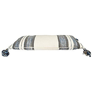 Creative Co-Op Blue, Grey & Cream Striped Cotton Blend Lumbar Tassels Pillows, 1 Count (Pack of 1)