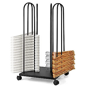Ibnotuiy Metal Hanger Stacker 2 in 1 Hanger Organizer Stacker Hanger Holder with Swivel Caster Wheels for Closet Laundry Room Clothing Store (Black)