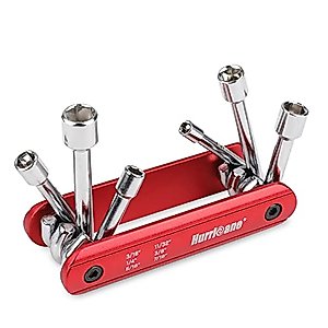 HURRICANE 6 in 1 Folding Nut Driver Set SAE, Hex Nut Driver Set, Cr-V Steel Shank. Premium Portable Premium Aluminum Handle. Easy to Carry Out, 3/16, 1/4, 5/16, 11/32, 3/8, 7/16 inch