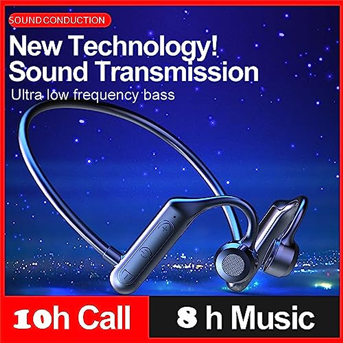 Wuztai Neckband Earphone Wireless Bluetooth Headset Conduction Headphones Bluetooth 5.3 Wireless Earbuds Sport