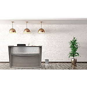 Linea Italia Curved Office Clear, Easy to Assembly Single Unit Reception Desk Counter for Lobby, Salon, 1 Panel, Ash