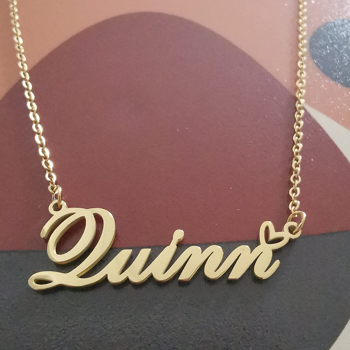 RONKAHSHOW Alayna Custom Pendant Name Necklace Customized Personalized 18K Gold with Heart Necklace Best Gift for Women New Year Birthday Mother’s day Christmas wedding Party Gold