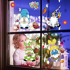 DmHirmg Easter Window Clings, Upgraded Static Easter Window Sticker, Easter Decorations Window Clings Stickers Decal,Cute Bunny Radish Eggs Carrot Decals for Kids School Office Home Glass Decals for Easter Home Party Decorations Supplies 9 Sheets