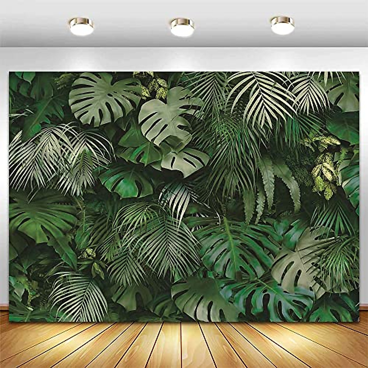 8x6ft Green Tropical Palm Leaves Picture Photography Backdrop Jungle Safari Plants Photo Background for Hawaiian Luau Party Decor Banner Birthday Baby Shower Supplies