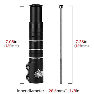 Bike Stem Riser Wake Bike Fork Stem Extender Bicycle Handlebar Raiser Head Up Adapter Suitable for Mountain Bike, Road Bike, MTB, BMX (Aluminium Alloy, Adjustable, Black)