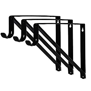 Harrier Hardware Premium Heavy Duty Closet Shelf and Rod Bracket, Black, 3-Pack