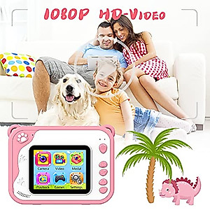 USHINING Instant Print Camera for Kids 12MP Digital Camera for Kids Aged 3-12 Ink Free Printing Video Camera for Kids 1080P 2.4 Inch Screen with 32GB SD Card,Color Pens,Print Papers (Pink)