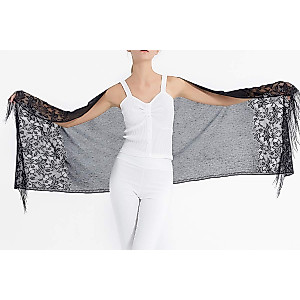 RIIQIICHY Women's Floral Lace Mesh Party Prom Wedding Shawl Scarf with Fringe