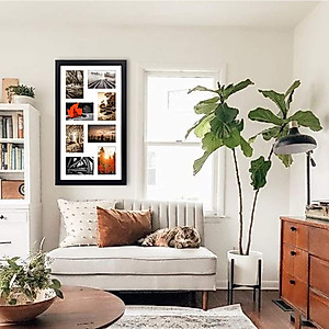 QUTREY 4x6 Black Collage Picture Frames Set of 2, 8 Openings Matted Collage Frame for 4x6 Pictures to Display 16 Multi Photos for Wall