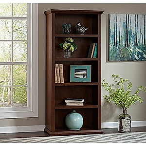Bush Furniture Yorktown 5 Shelf Bookcase in Antique Cherry