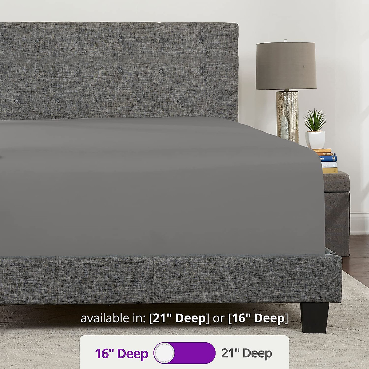 Twin XL Fitted Sheet – Twin XL Fitted Sheets Only 1 Pack Twin XL Sheet Adjustable Bed Sheets Twin XL 16 Inch – XL Twin Fitted Sheet Premium Soft Fitted Sheet Twin XL Fits 14” – 17” Inches – Grey