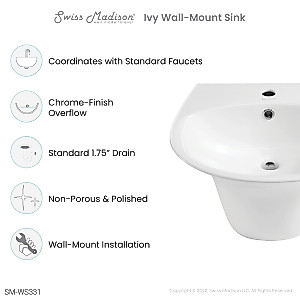Ivy 19" ﻿Wall-Mount Bathroom Sink