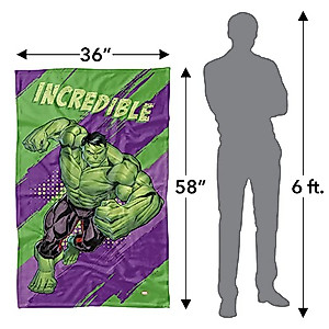 LOGOVISION Marvel Hulk Blanket, 36"x58", Incredible, Fleece Blanket