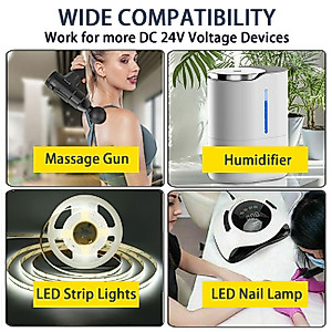 100V-240V AC to DC 24V 1A Power Supply Adapter for 24Volt 1Amp 650mA 500mA 150mA 2400mah 2500mah 2600mah Massage Gun Charger Power Cord