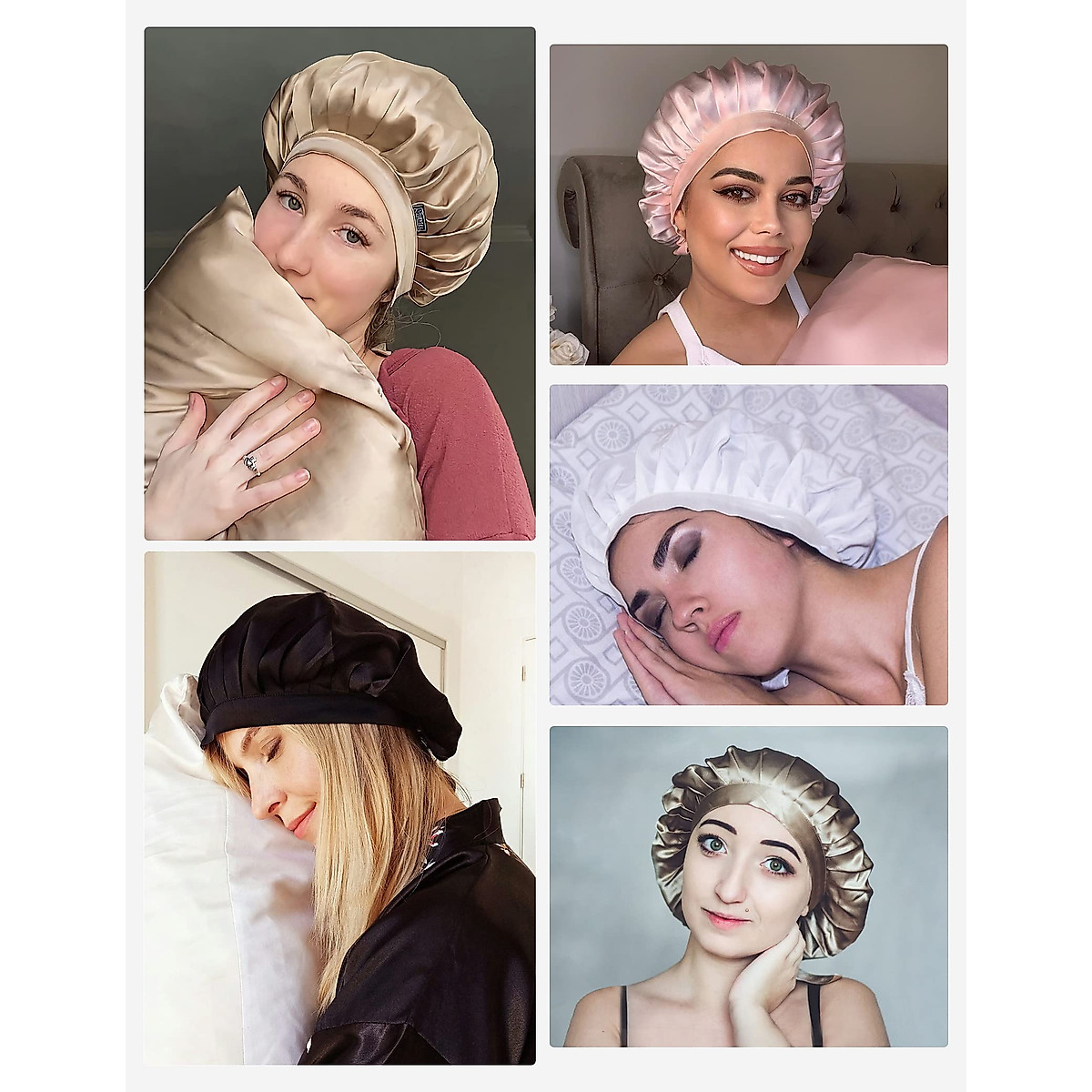 LILYSILK 100% Mulberry Silk Bonnet, 19 Momme Silk Night Sleep Cap Adjustable Hair Wrap for Sleeping, Black