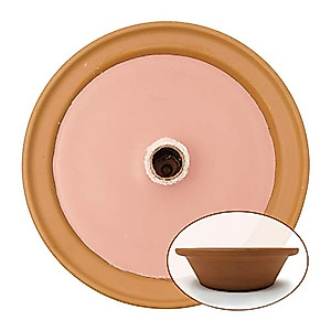 Hyoola 5 Hour Outdoor Firebowl Candle - Unscented Large Flame Wick in Terra Cotta Bowl - Insect and Mosquito Repellent Effect - for Table, Patio, Yard, Camping, Outdoors - Peach.