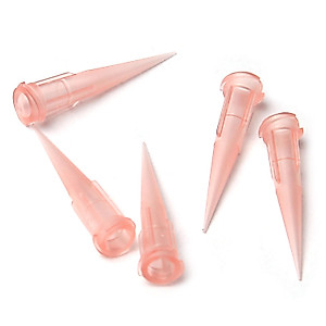 Auniwaig Plastic Tapered Pinhead Glue Liquid Dispenser Needles 30ga Dispensing Fill Needle Light Pink 100PCS