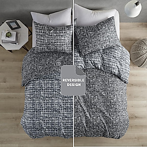 Comfort Spaces Queen Duvet Cover Set - Grey Bedding for All Season, Ultra Soft 3 Pieces Reversible Duvet Cover with 2 Matching Shams, Button Closure, Machine Washable, Full/Queen