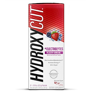 Hydroxycut Drink Mix Weight Loss for Women & Men Weight Loss Supplement Energy Drink Powder Metabolism Booster for Weight Loss Wildberry Blast, 21 Packets (packaging May Vary)